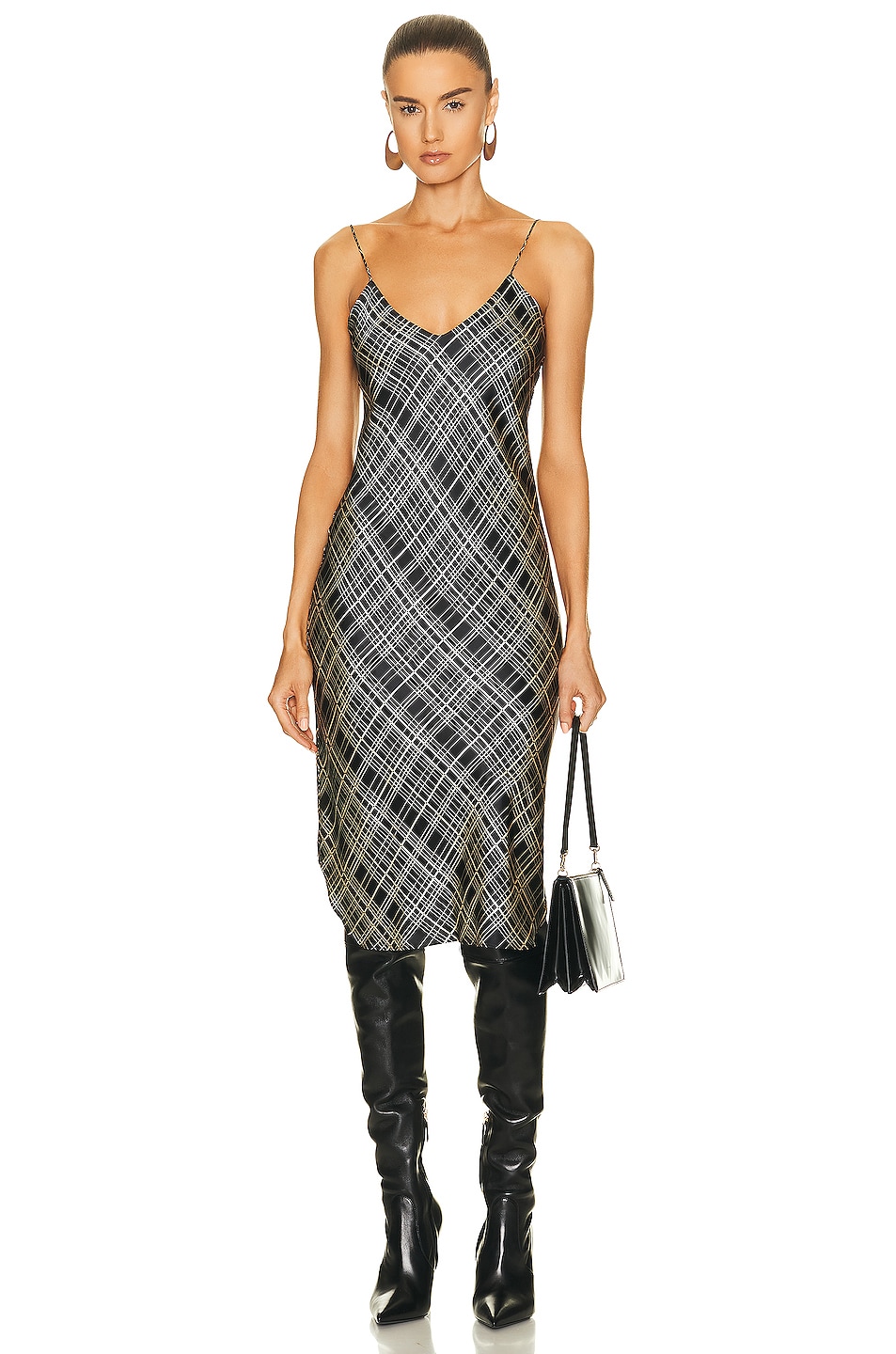 NILI LOTAN Mini Cami Dress in Black Plaid in Black Paid | FWRD