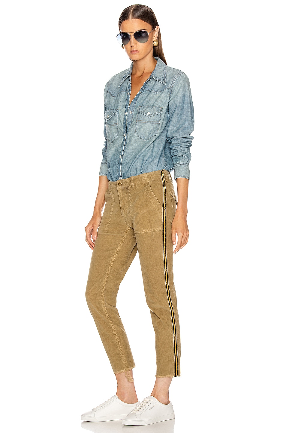 NILI LOTAN Jenna Pant with Tape in Mossy Gold, Black & Gold | FWRD