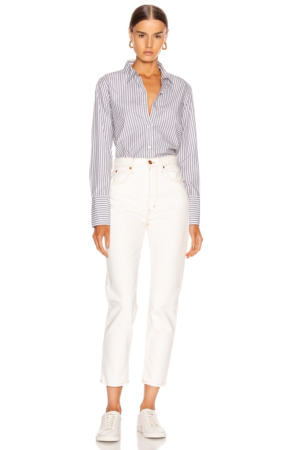 NILI LOTAN Helen Shirt in Grey & White Stripe | FWRD