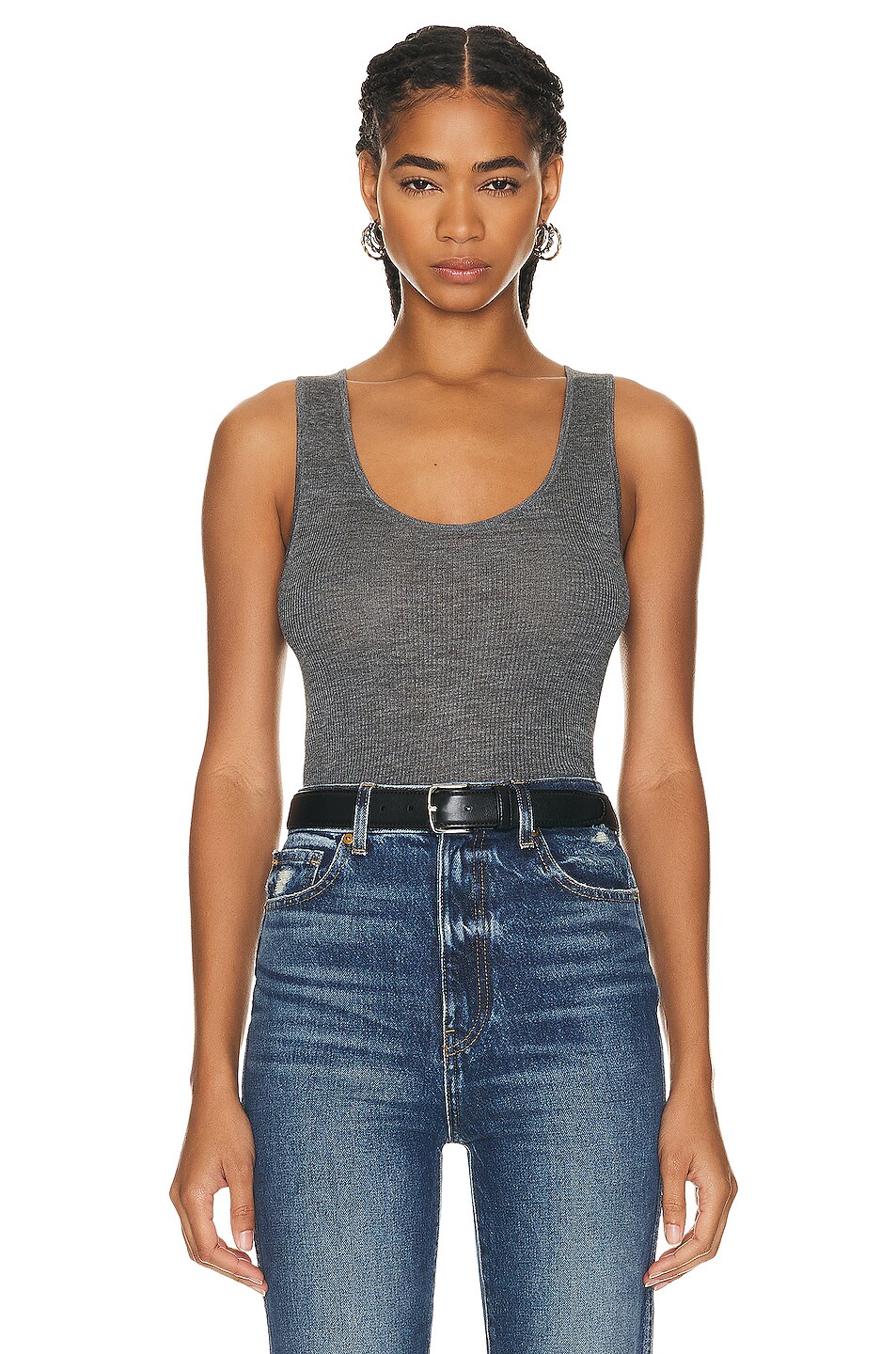 NILI LOTAN Becky Sweater Tank in DARK GREY MELANGE | FWRD