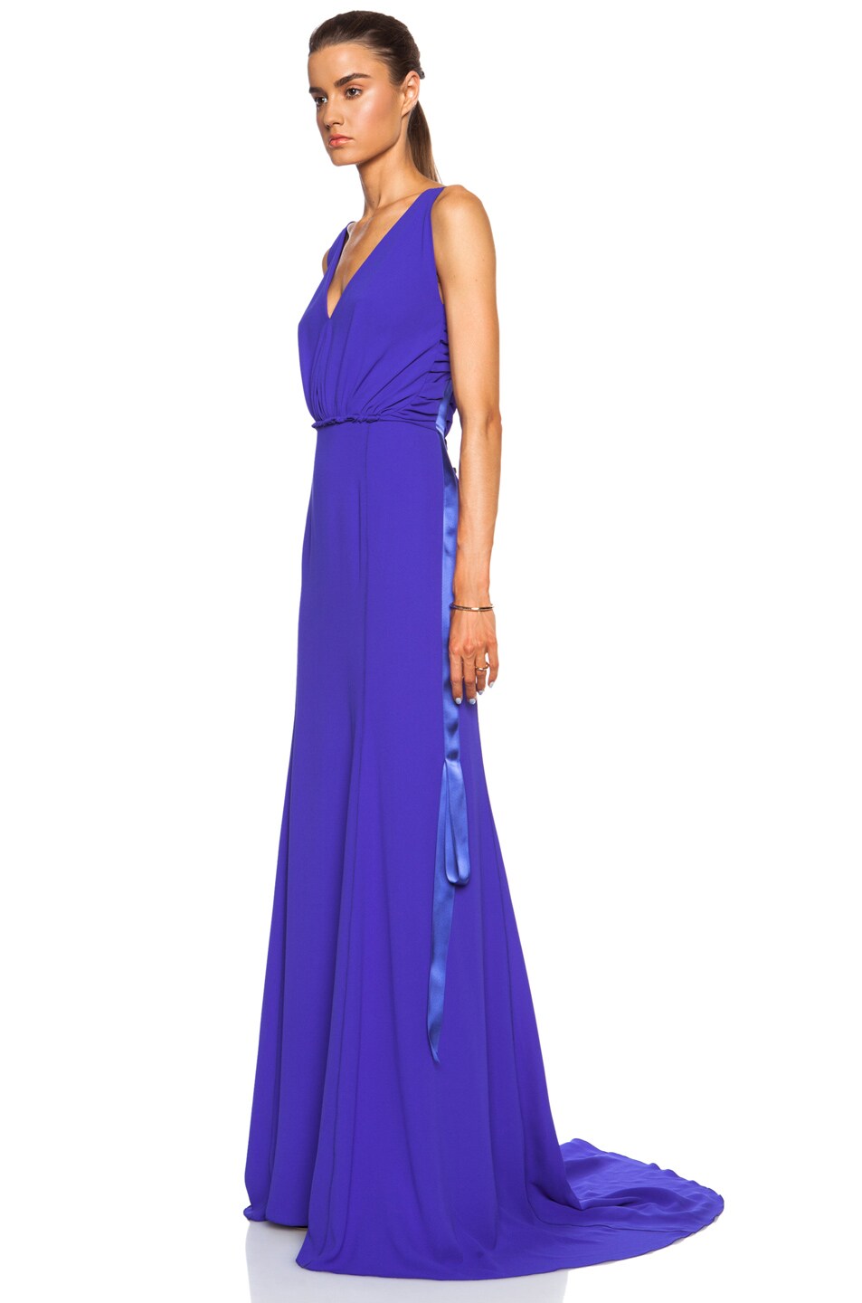 Nina Ricci Plunging V Neck Silk Dress in Violet | FWRD