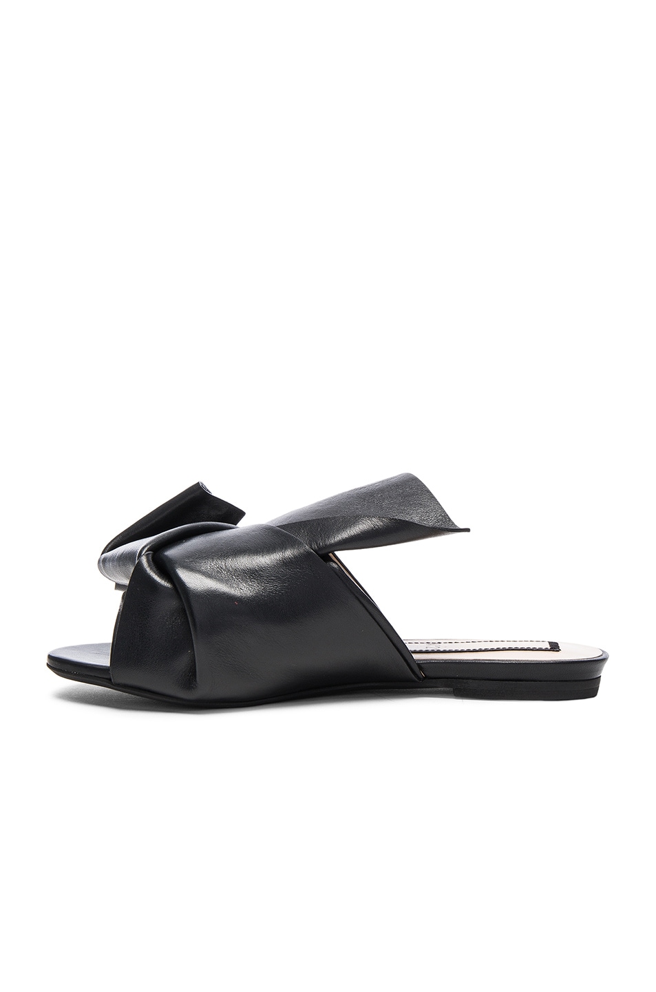 No. 21 Knot Front Leather Sandals in Black Leather | FWRD