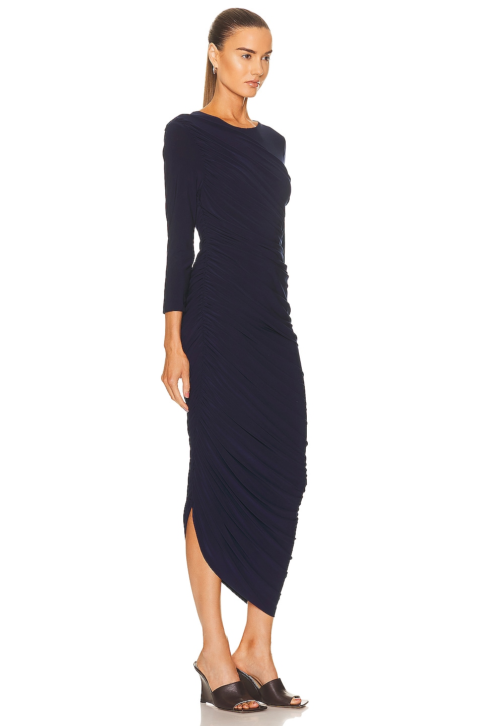 Norma Kamali Long Sleeve Diana Gown in True Navy | FWRD
