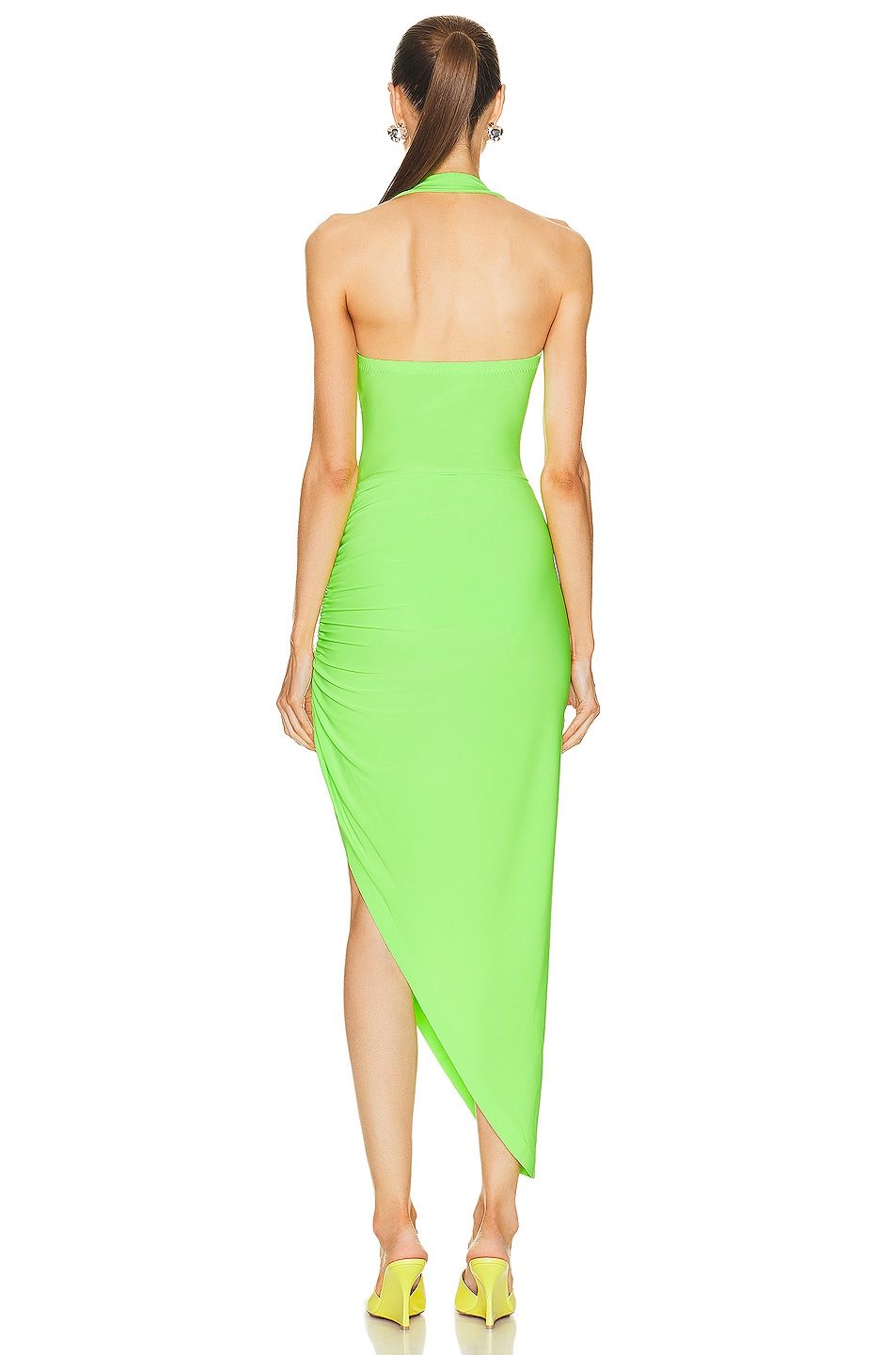Norma Kamali Cayla Side Drape Gown in Neon Green | FWRD