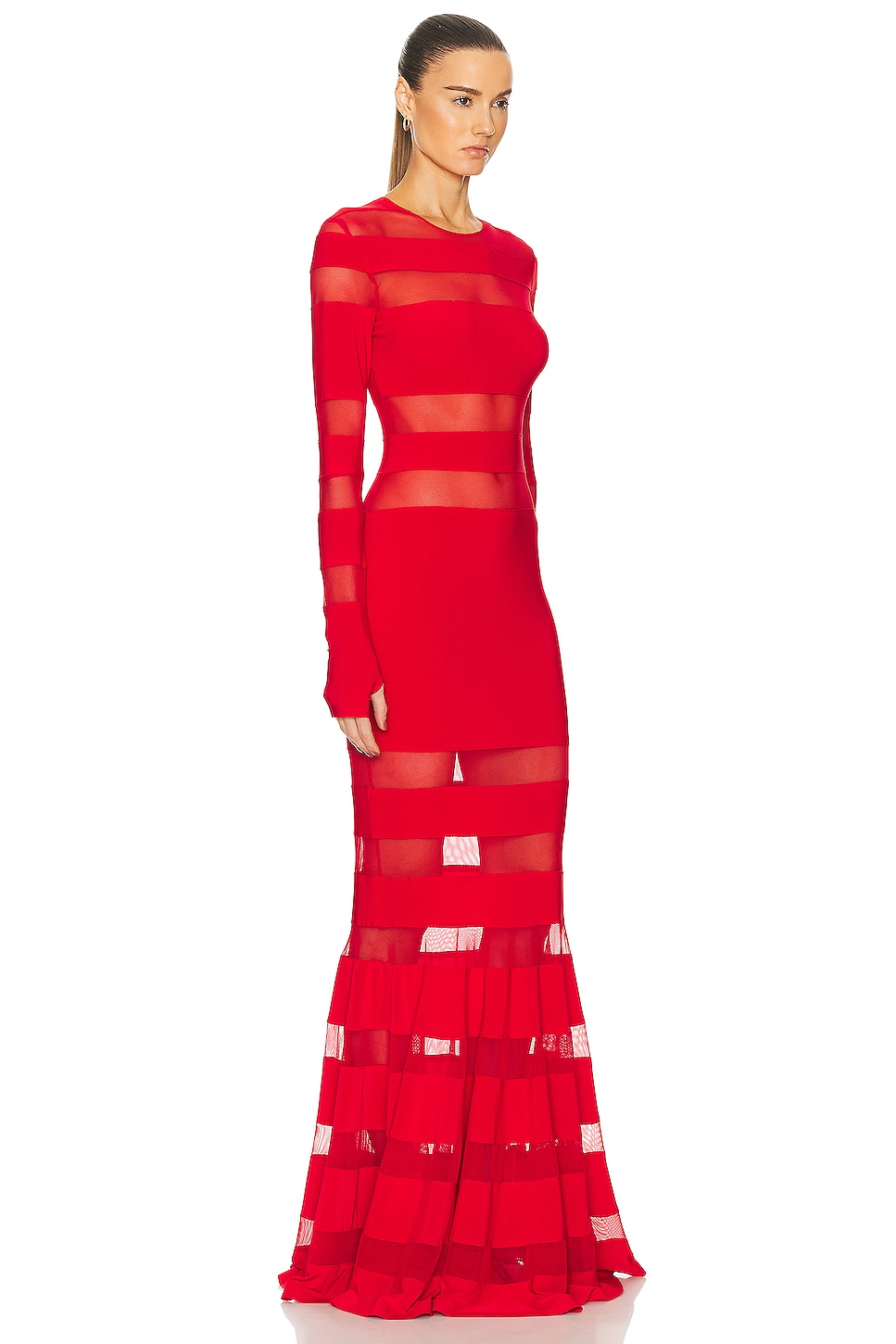 Norma Kamali Spliced Dress Fishtail Gown in Tiger Red | FWRD