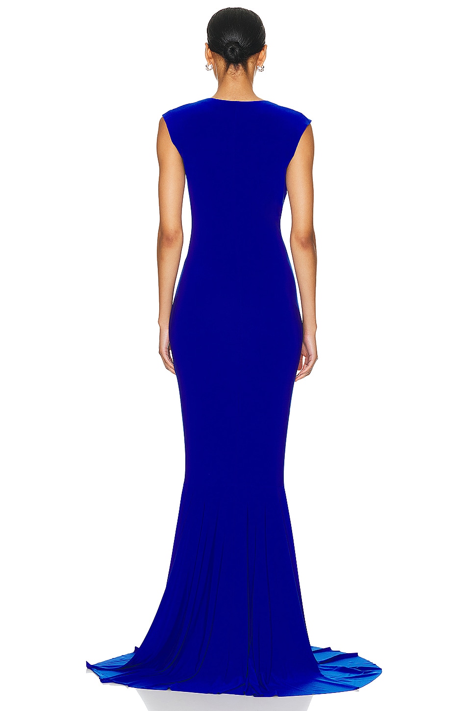 Norma Kamali Sleeveless Deep V Neck Shirred Front Fishtail Gown in ...