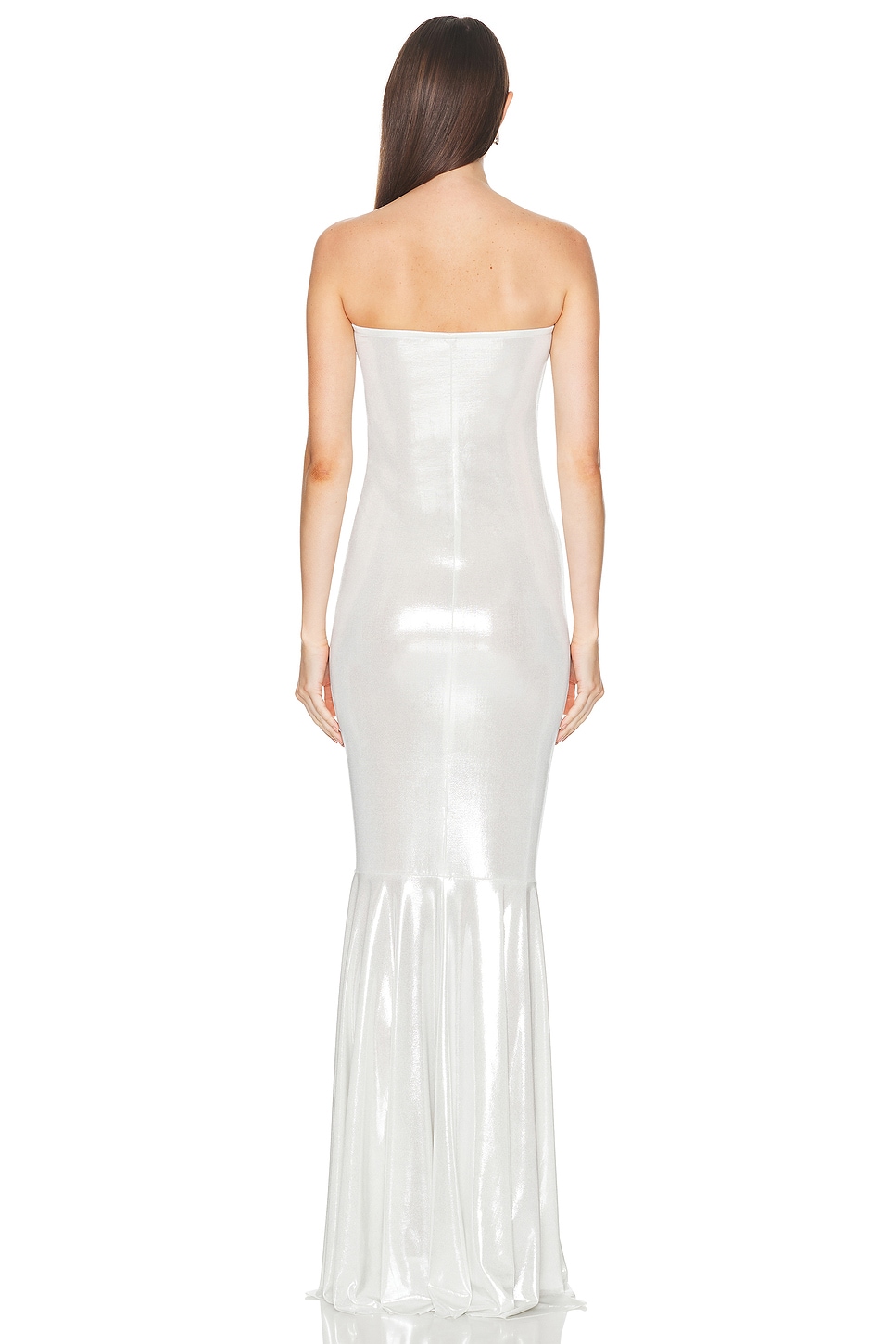 Norma Kamali Strapless Shirred Front Fishtail Gown in Pearl | FWRD