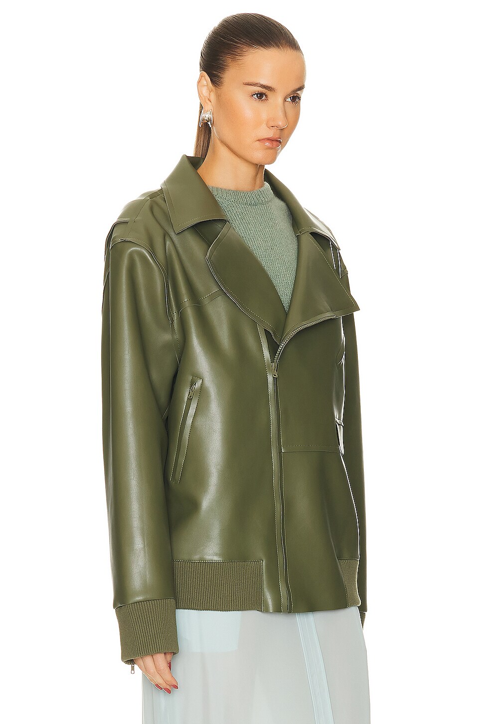Norma Kamali Oversized Moto Jacket in Military | FWRD