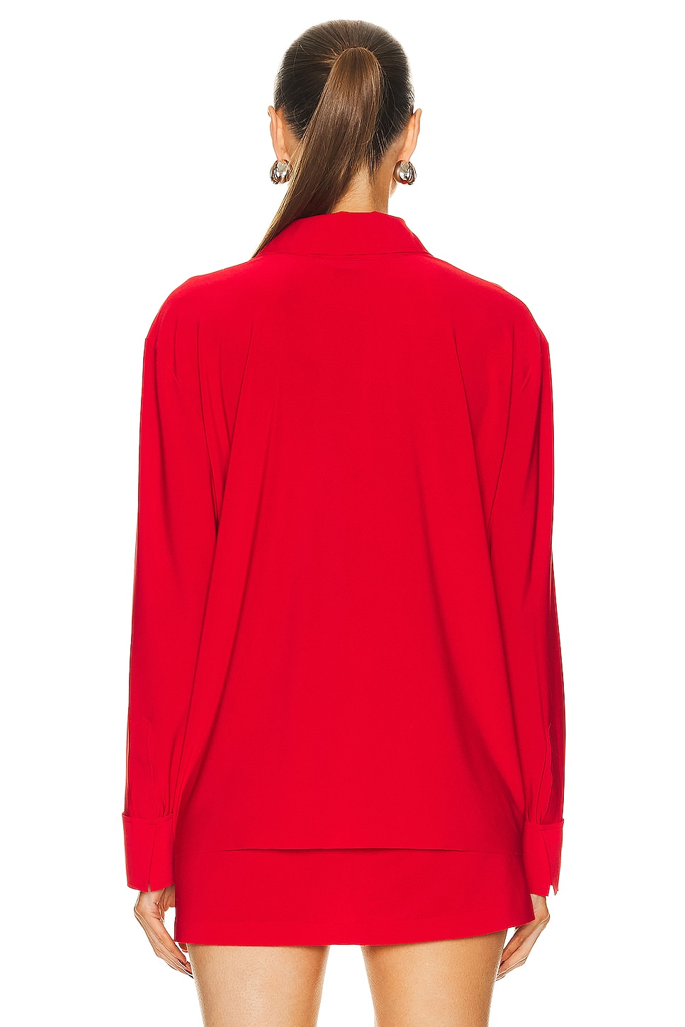 Norma Kamali Collar Stand Shirt in Tiger Red | FWRD