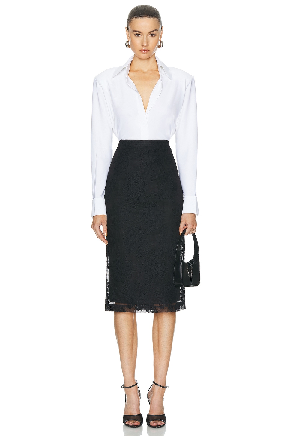 Norma Kamali Shoulder Pad Shirt in Snow White | FWRD