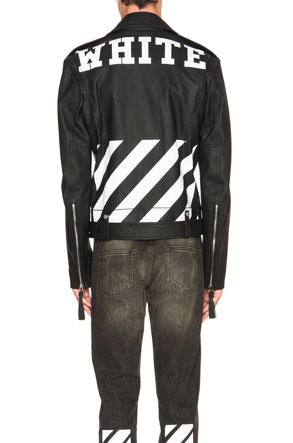 OFF-WHITE Moto Leather Jacket in Black | FWRD