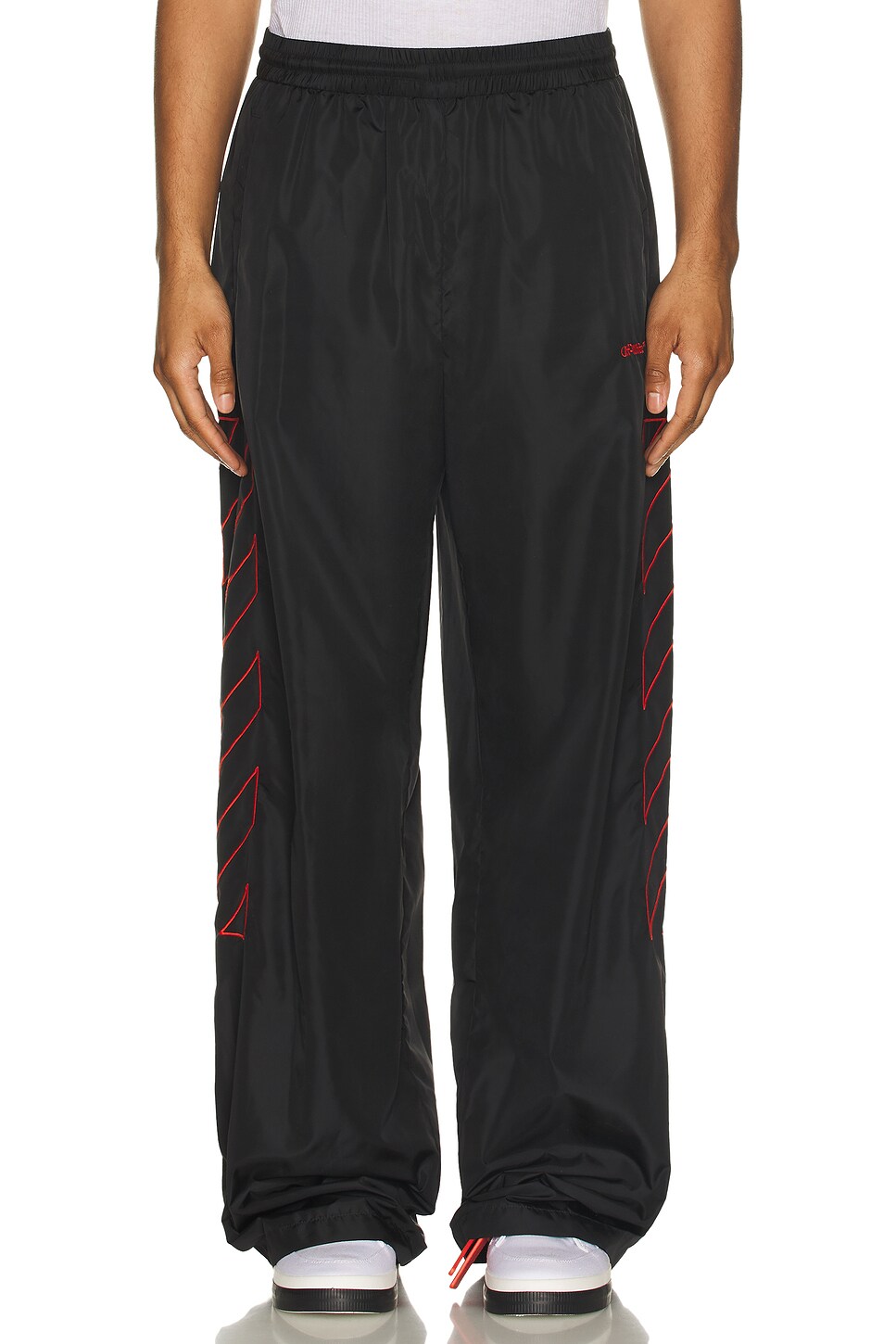 OFF-WHITE Outline Diag Nylon Trackpant in Black | FWRD