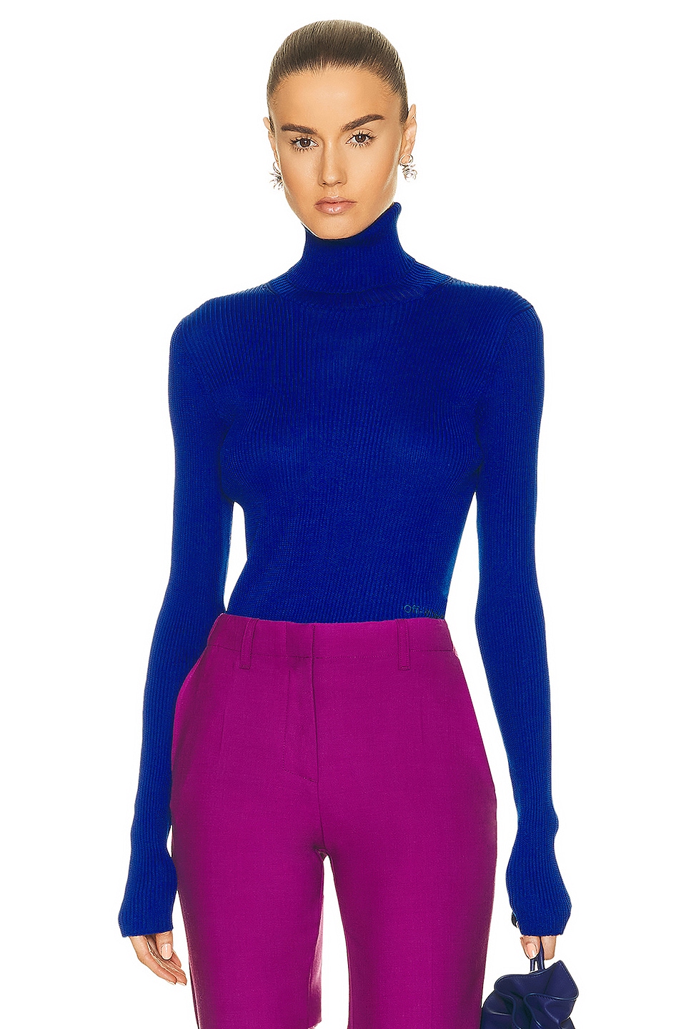 OFF-WHITE Helvet Fine Rib Turtleneck in Peacock | FWRD