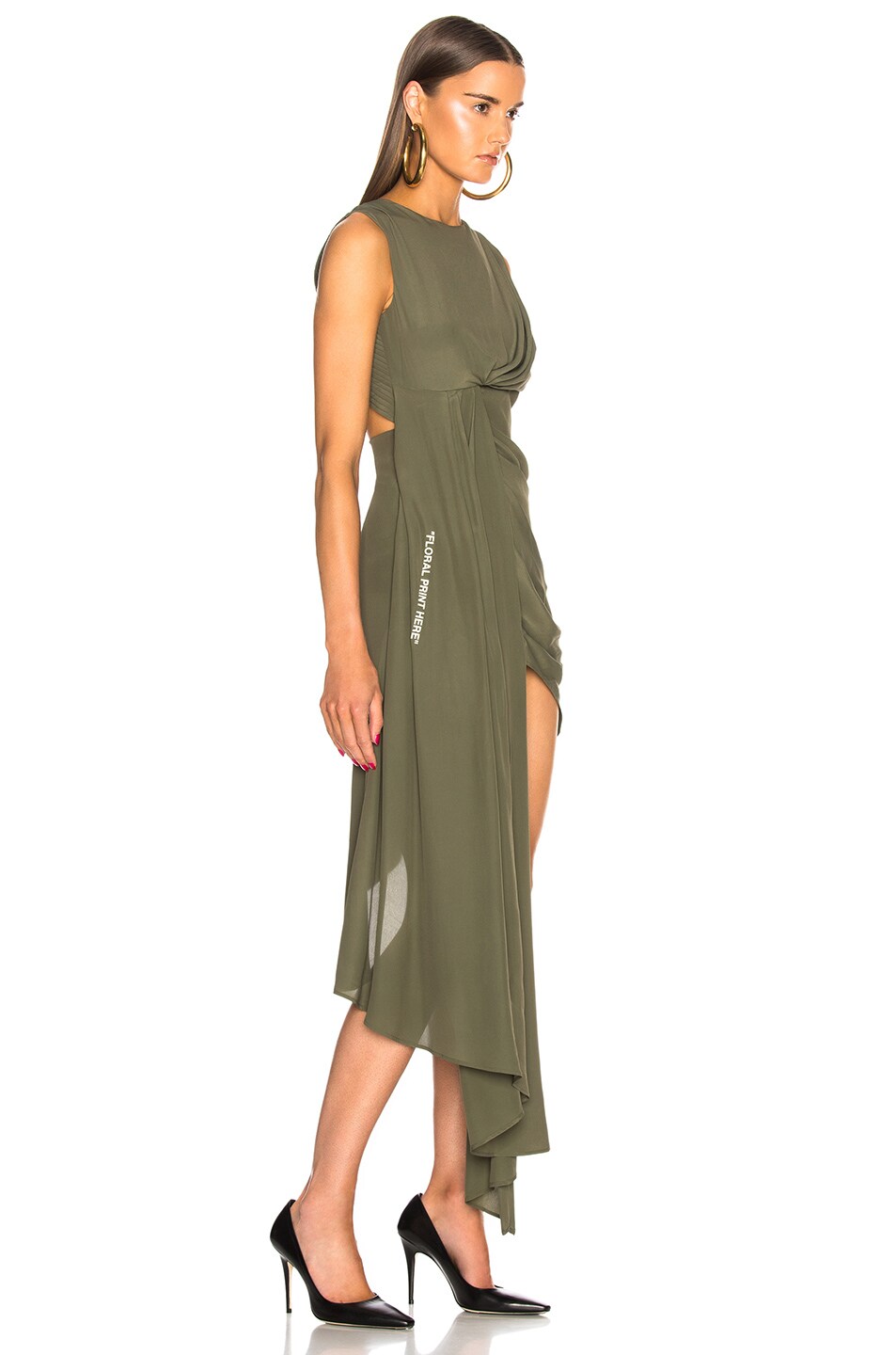 OFF-WHITE Asymmetric Military Dress in Military Green | FWRD