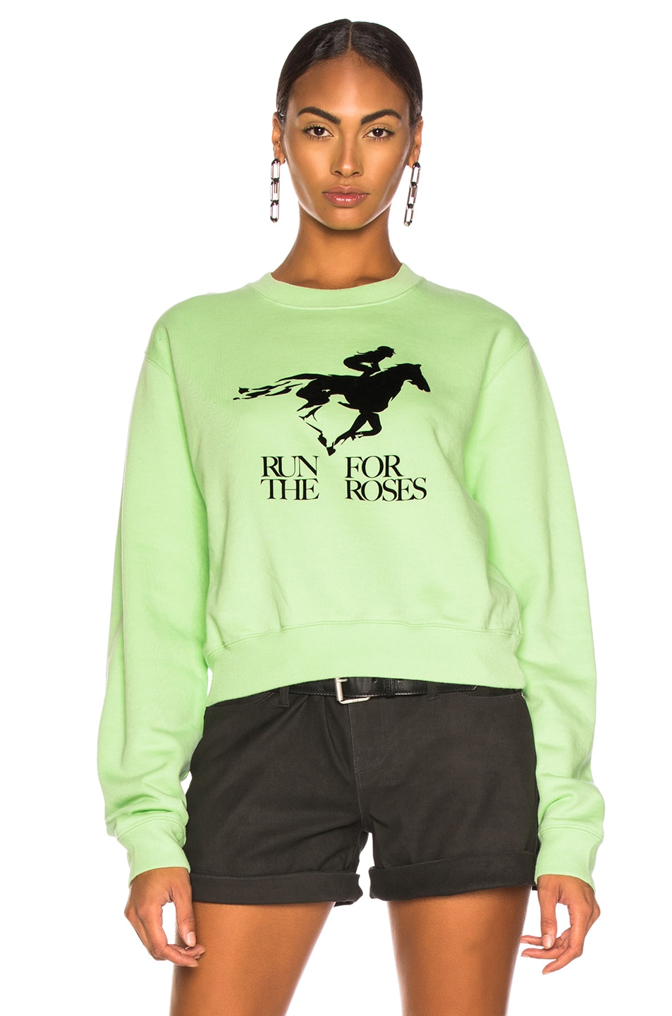 OFF-WHITE Run 4 The Roses Crop Sweatshirt in Light Green | FWRD