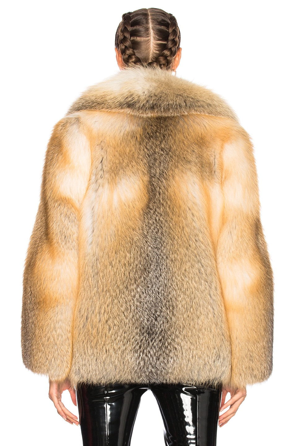 OFF-WHITE Fox Fur Coat with Stole in Beige | FWRD