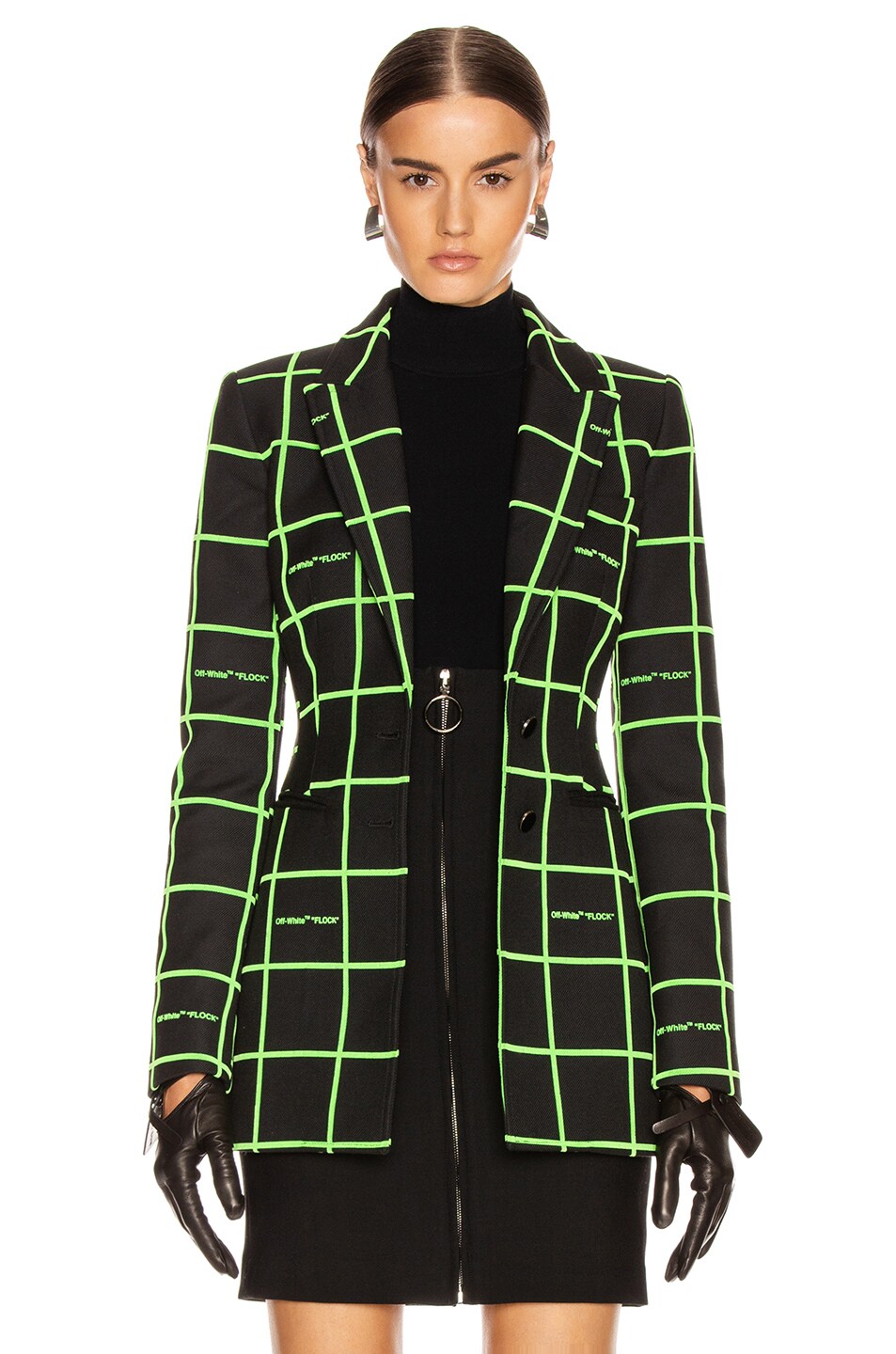 OFF-WHITE Flock Fitted Shaped Jacket in Black | FWRD