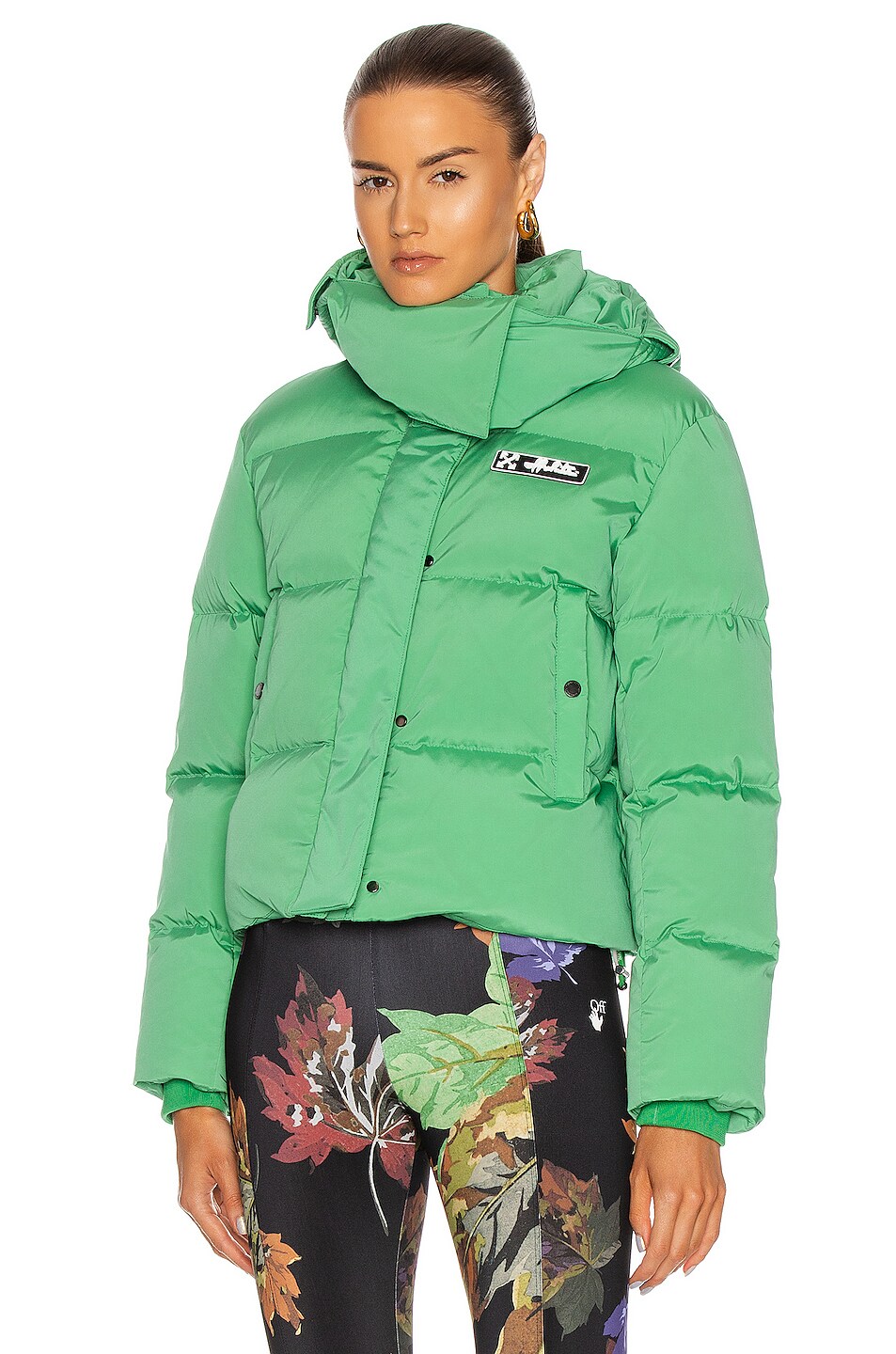 OFF-WHITE Regular Puffer Jacket in Green & White | FWRD