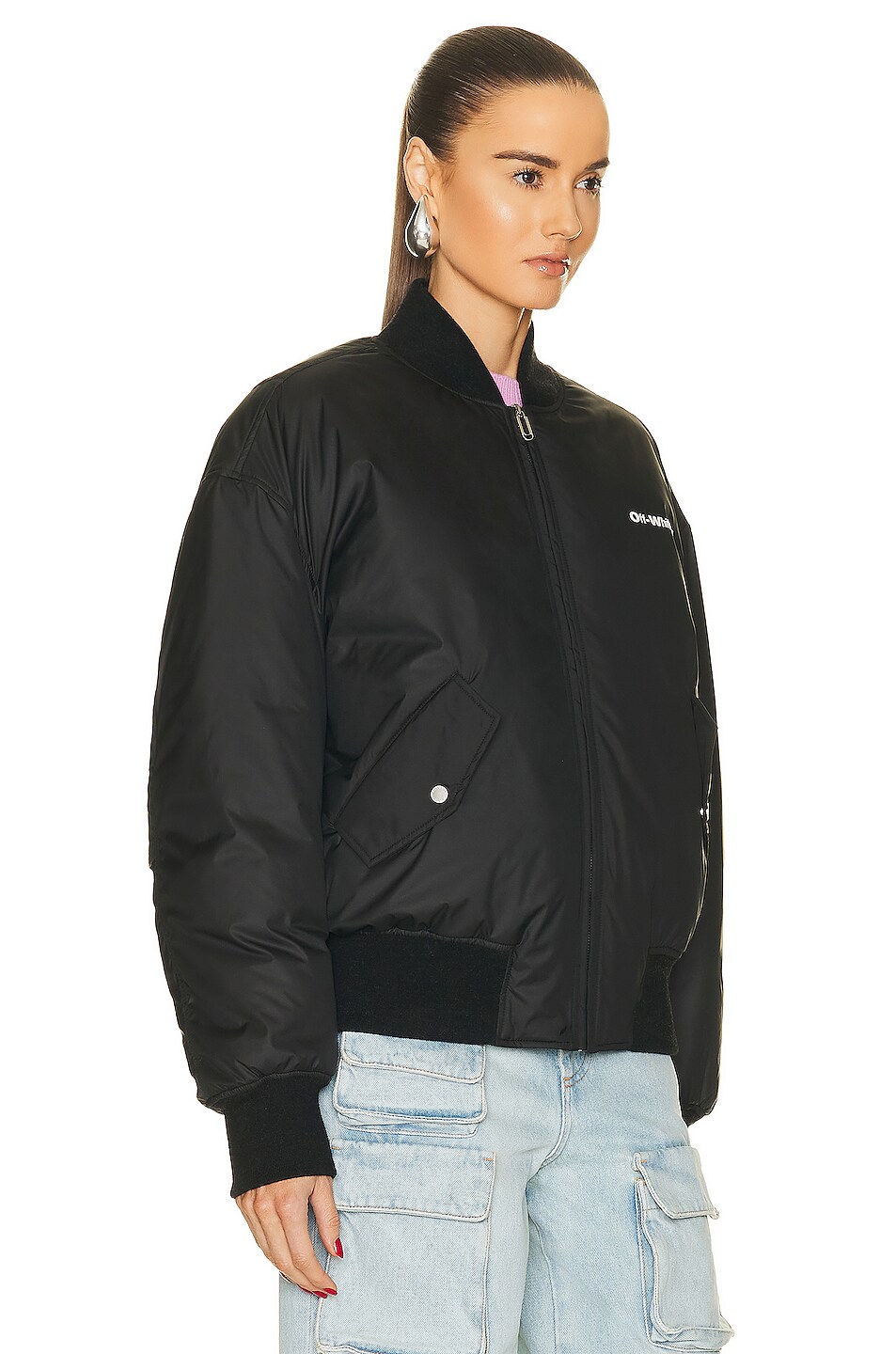 OFF-WHITE Bomber Jacket in Black & White | FWRD