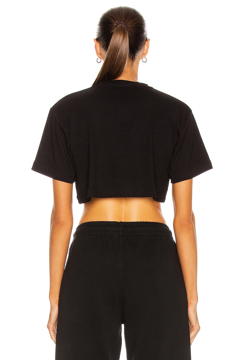 OFF-WHITE Rib Cropped Casual Tee in Black & White | FWRD