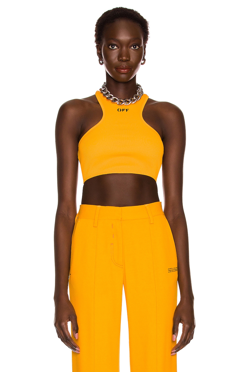 OFF-WHITE Lux Rib Rowing Tank Top in Orange & Black | FWRD