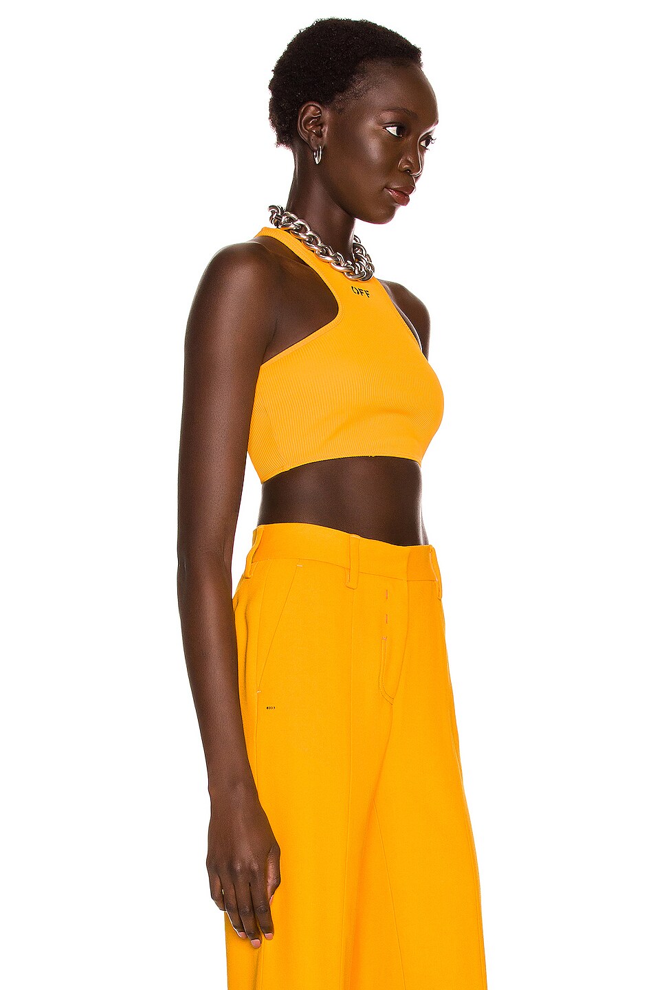 OFF-WHITE Lux Rib Rowing Tank Top in Orange & Black | FWRD
