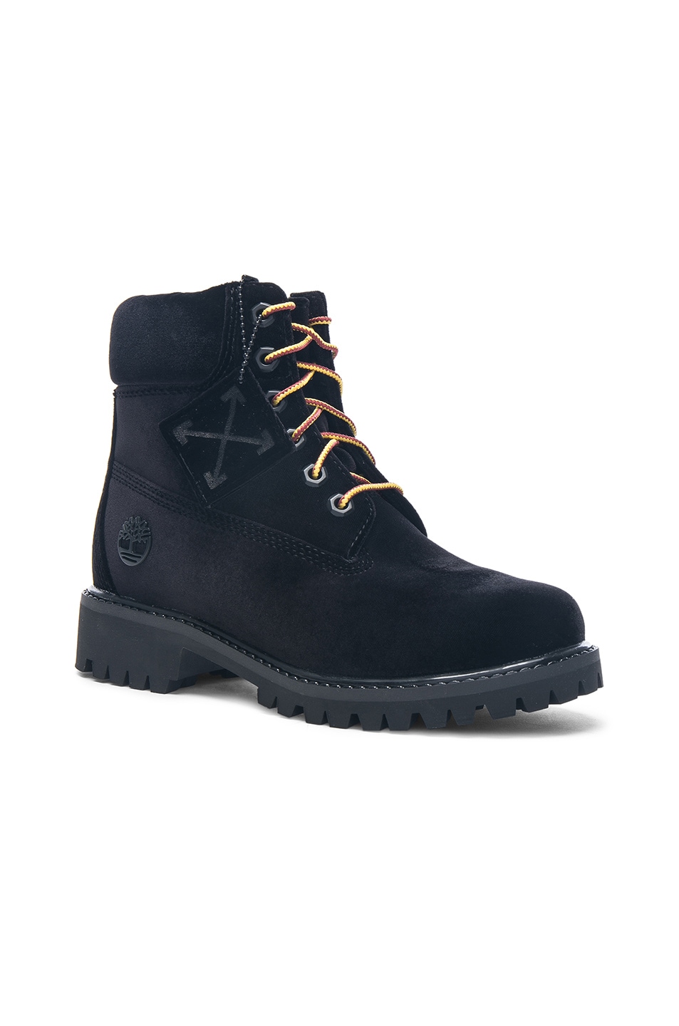 OFF-WHITE x Timberland Velvet Hiking Boots in Black | FWRD