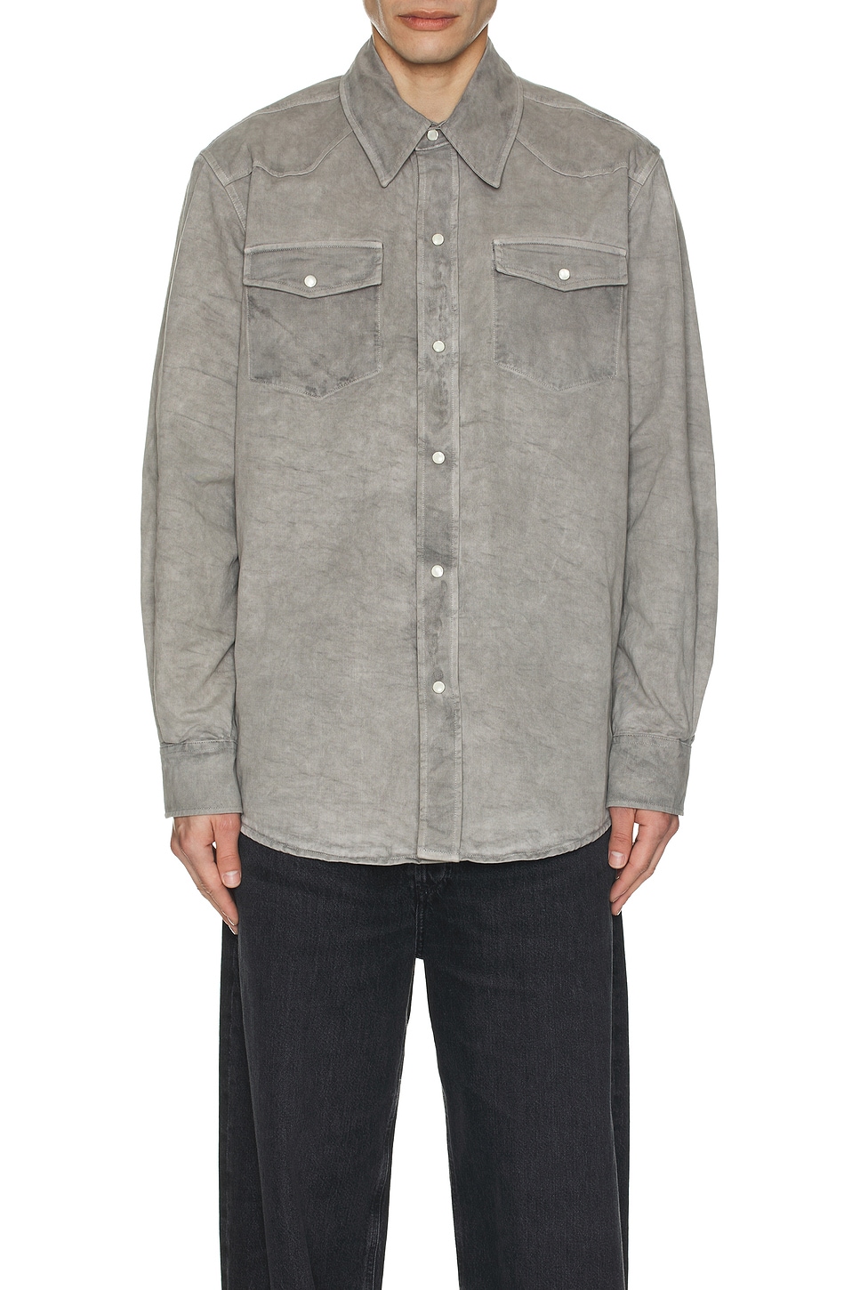 Our Legacy Frontier Shirt in Attic Carbon Wash Denim | FWRD
