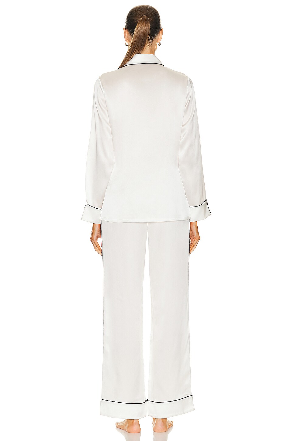 Olivia von Halle Coco Pajama Set in Ivory Jet | FWRD