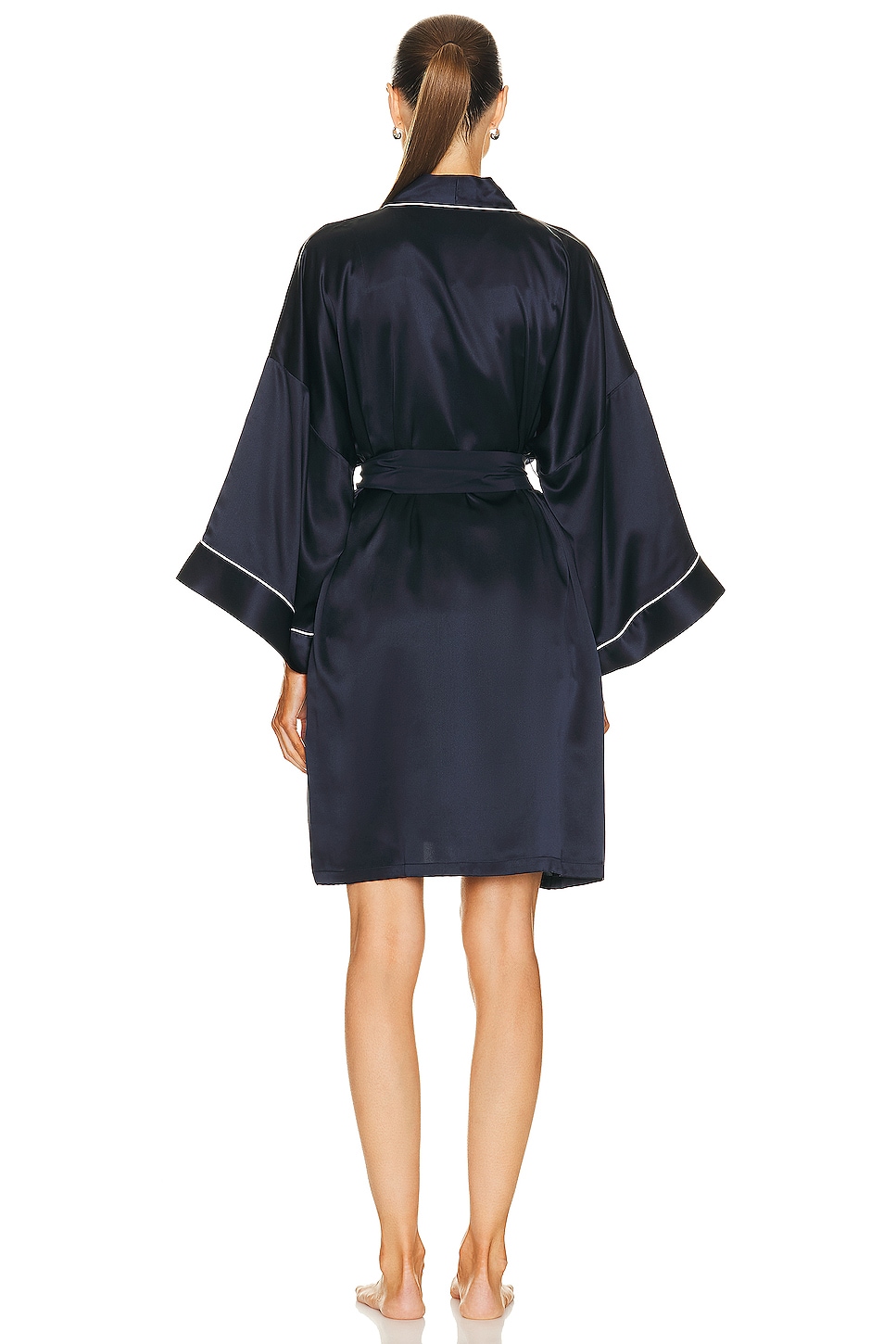 Olivia von Halle Mimi Robe in Navy Ivory | FWRD