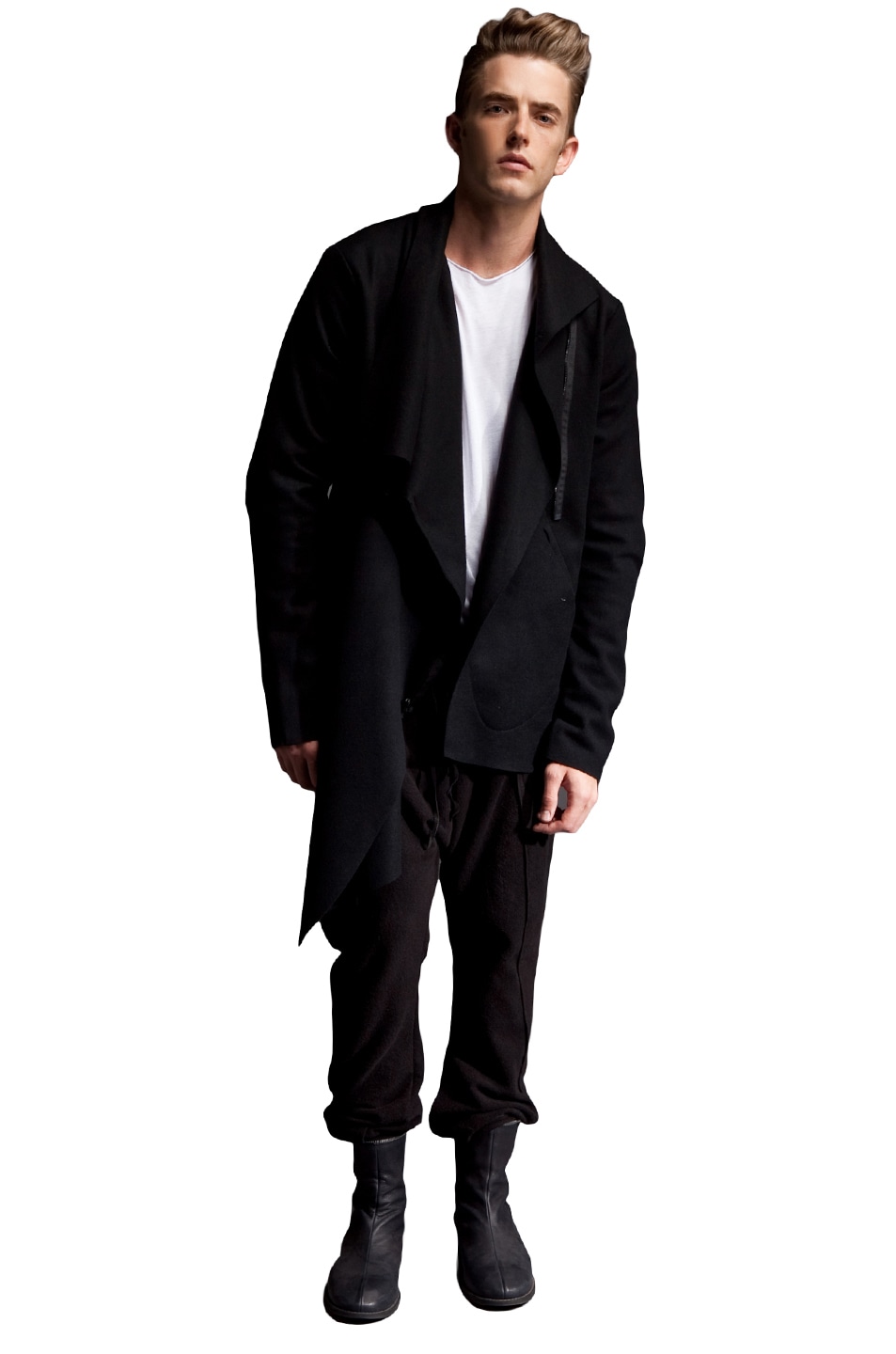 Odyn Vovk Short Melton Cowl Coat in Black | FWRD