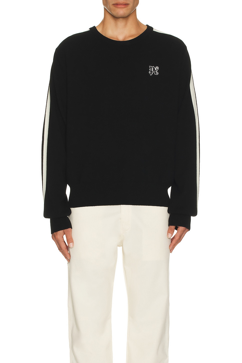 Palm Angels PA Monogram Track Sweater in Black | FWRD
