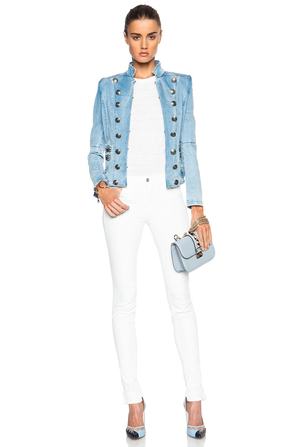 Pierre Balmain Denim Military Jacket in Blue | FWRD