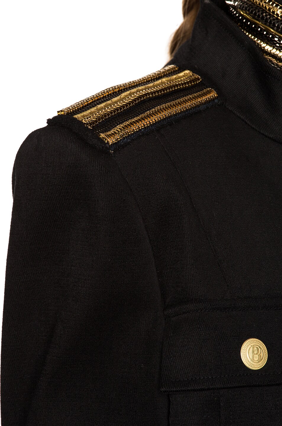 Pierre Balmain Military Midi Coat in Black | FWRD