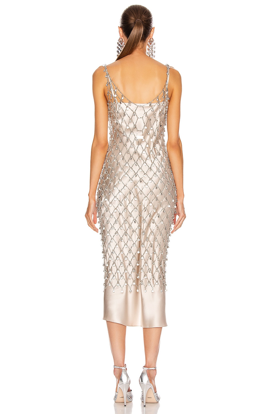 RABANNE Crystal Net Dress in Nickel | FWRD