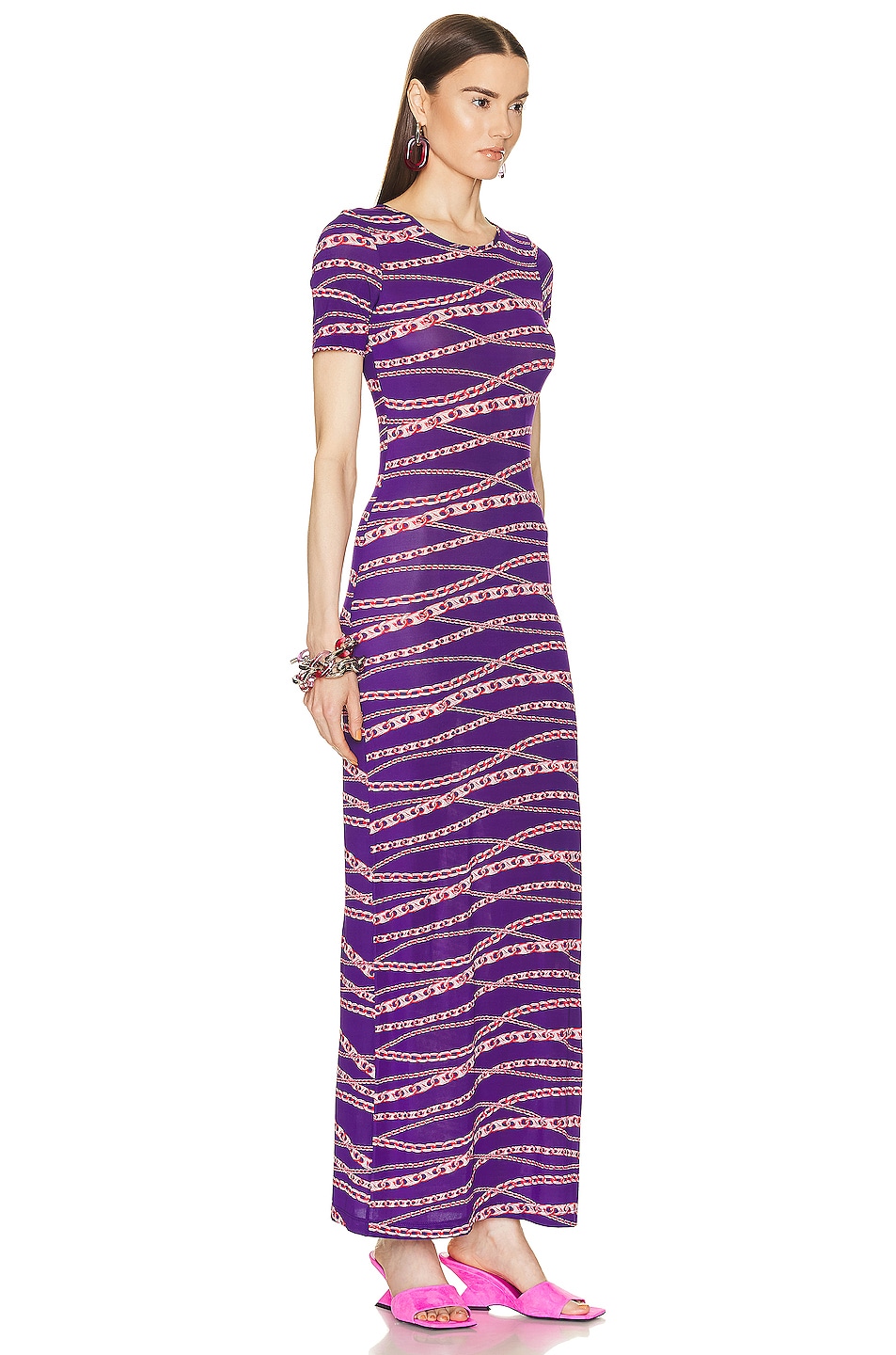 RABANNE Maxi Dress in Red Punk Chain | FWRD