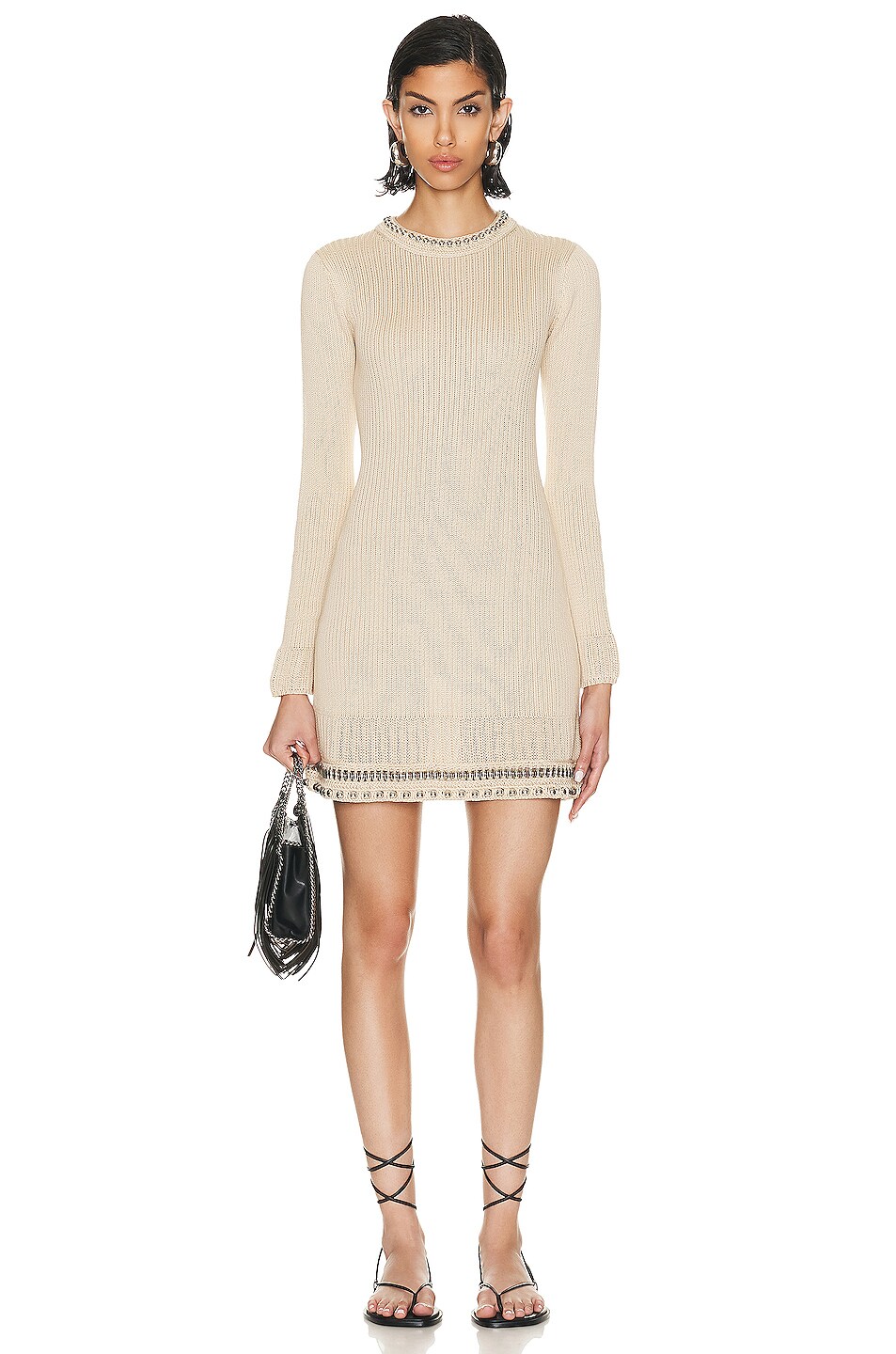 RABANNE Robe Dress in Shiny Beige | FWRD