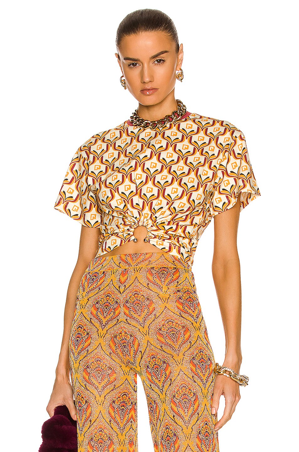 RABANNE Printed Ring Tee Shirt in Paco Signature | FWRD