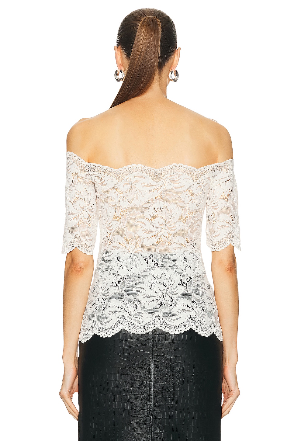 RABANNE Stretch Lace Top in Ivory | FWRD