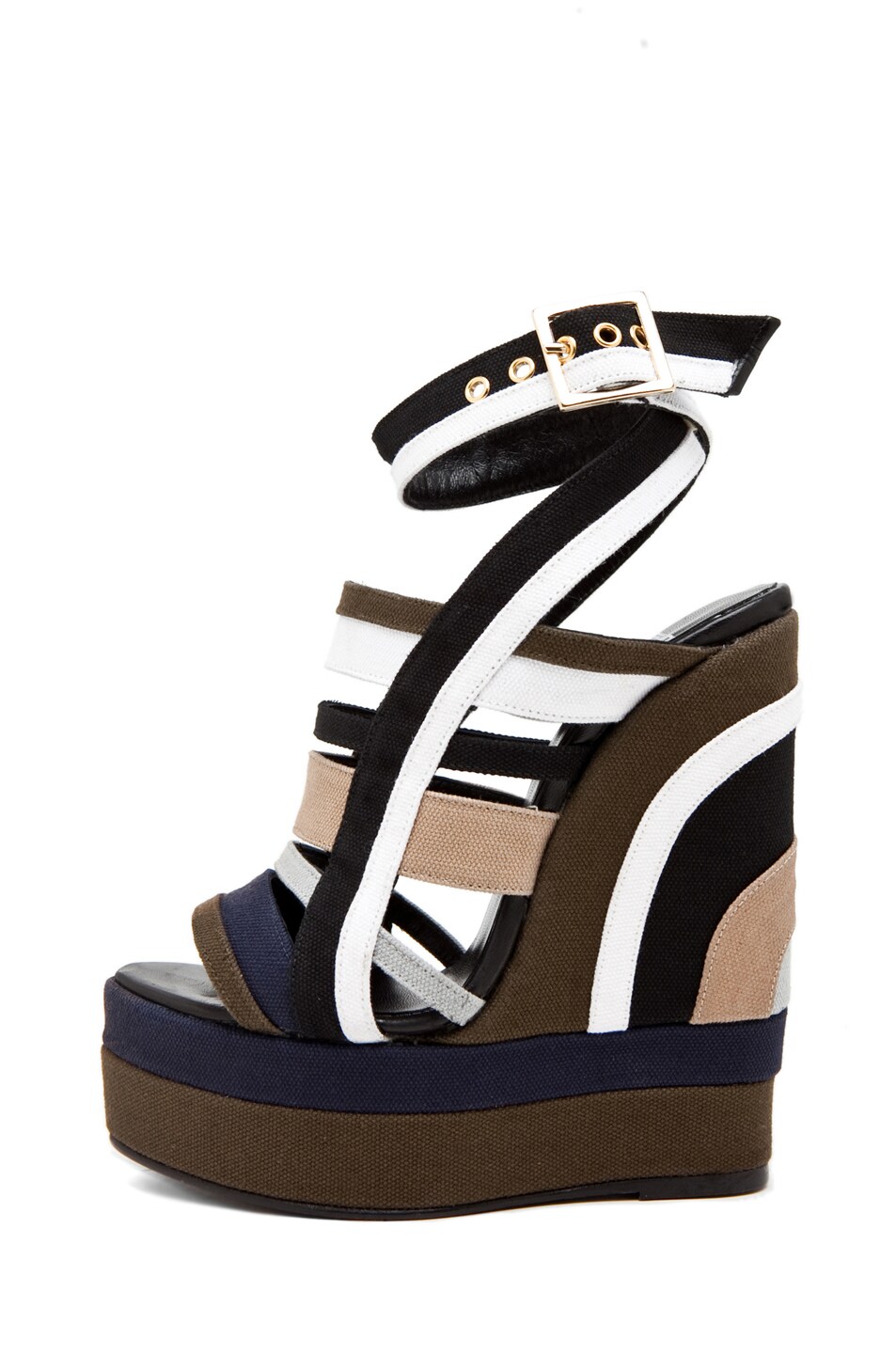 Pierre Hardy Canvas Multi Colored Wedge in Multi Kaki | FWRD