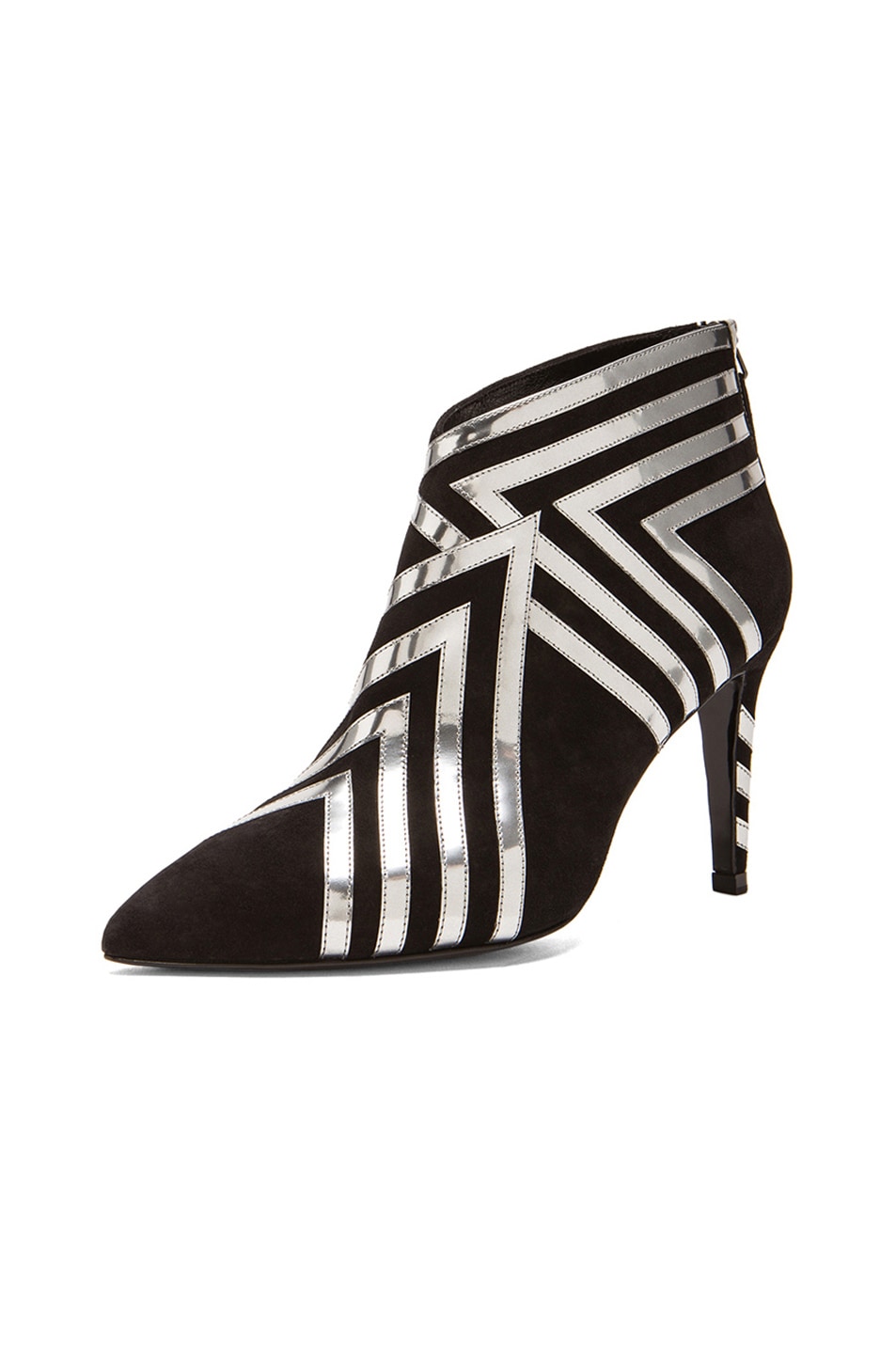 Pierre Hardy Kiss Suede Boots in Black & Platinum | FWRD