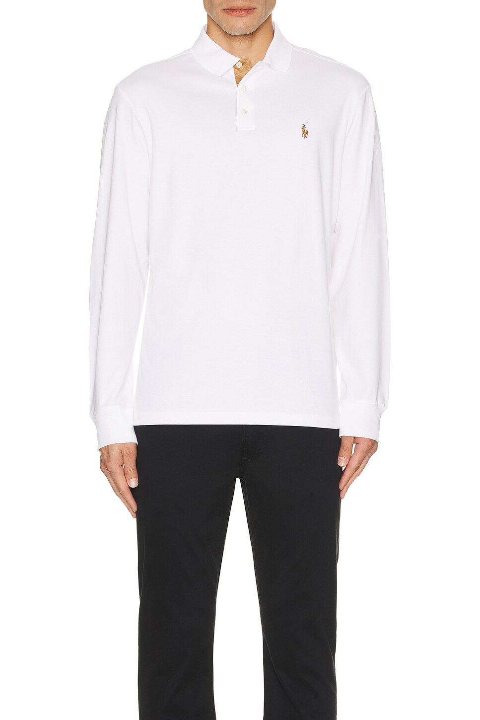 Polo Ralph Lauren Classic Long Sleeve Polo Shirt in White | FWRD
