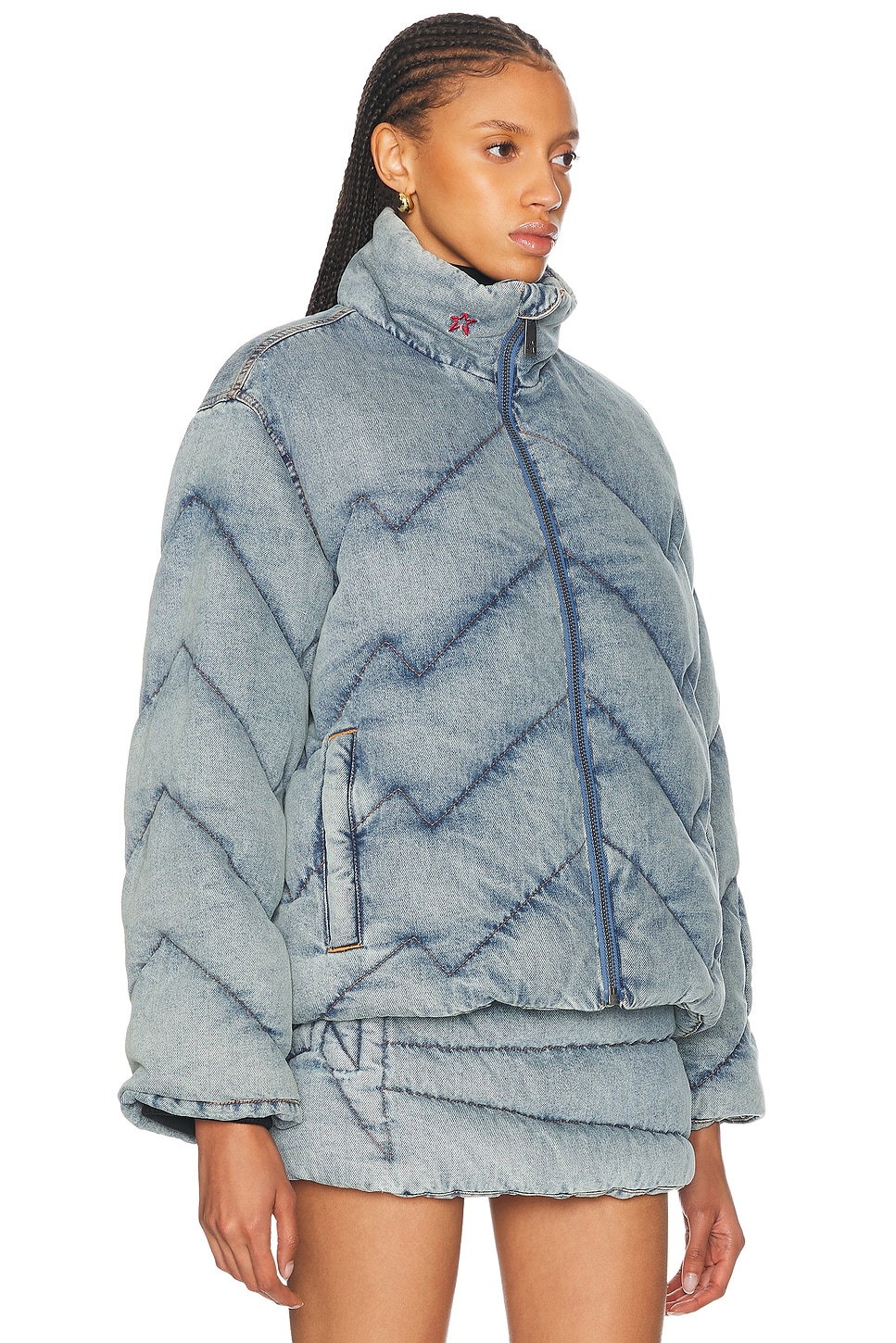 Perfect Moment Denim Puffer Jacket in Light Denim | FWRD