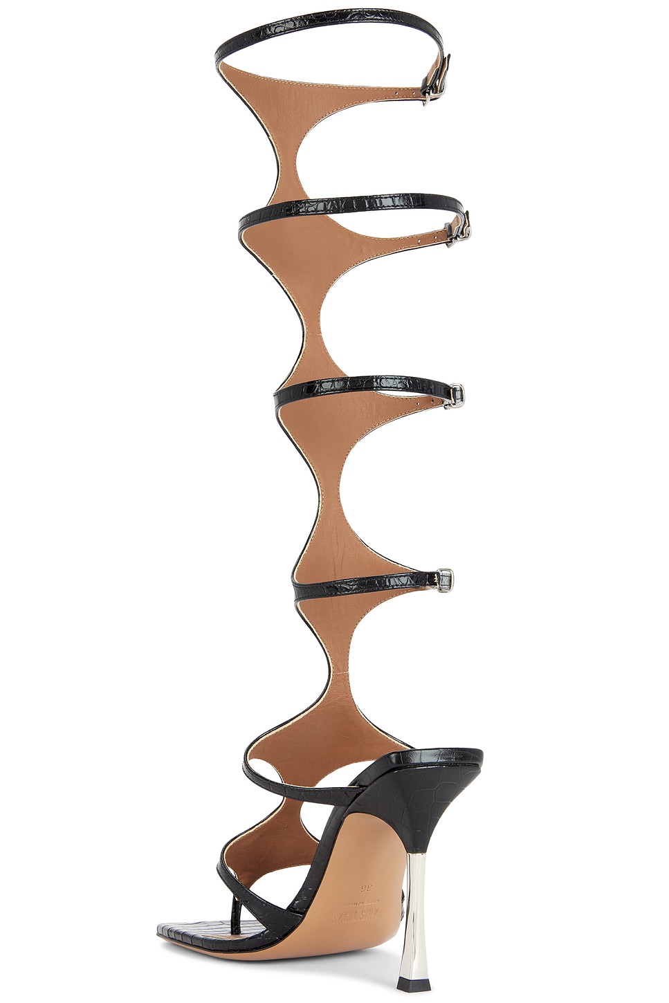 Paris Texas Uma 100 Knee High Sandal Heel in Carbone | FWRD