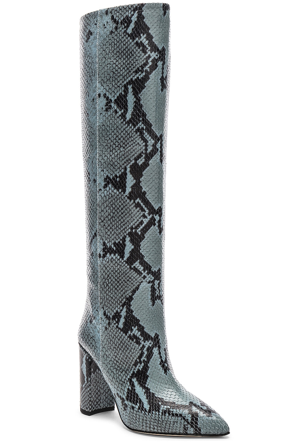 Paris Texas Knee High Python Print Boot in Jeans | FWRD