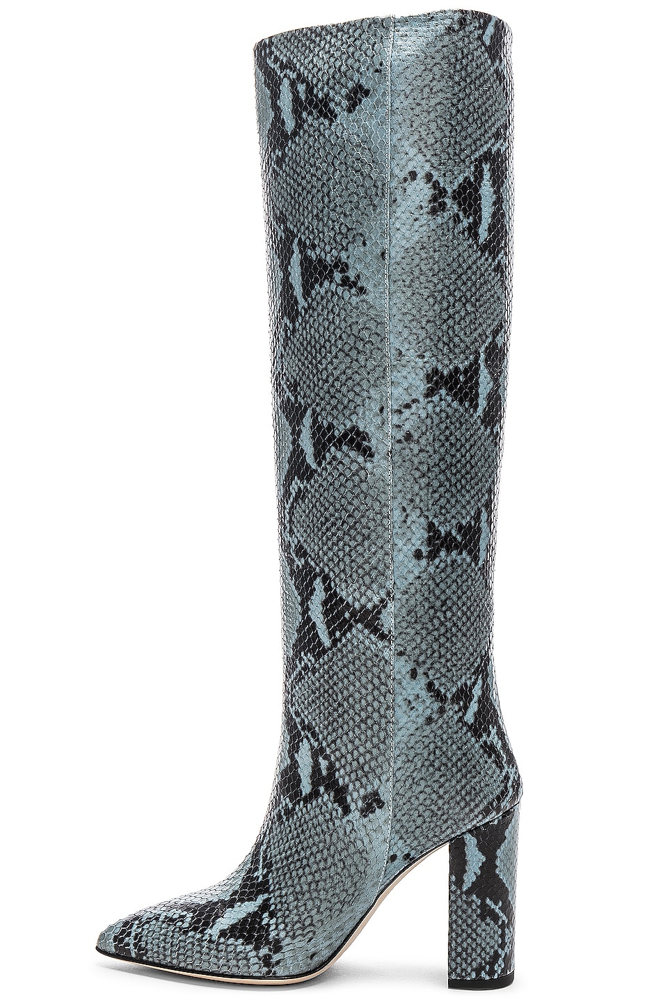 Paris Texas Knee High Python Print Boot in Jeans | FWRD