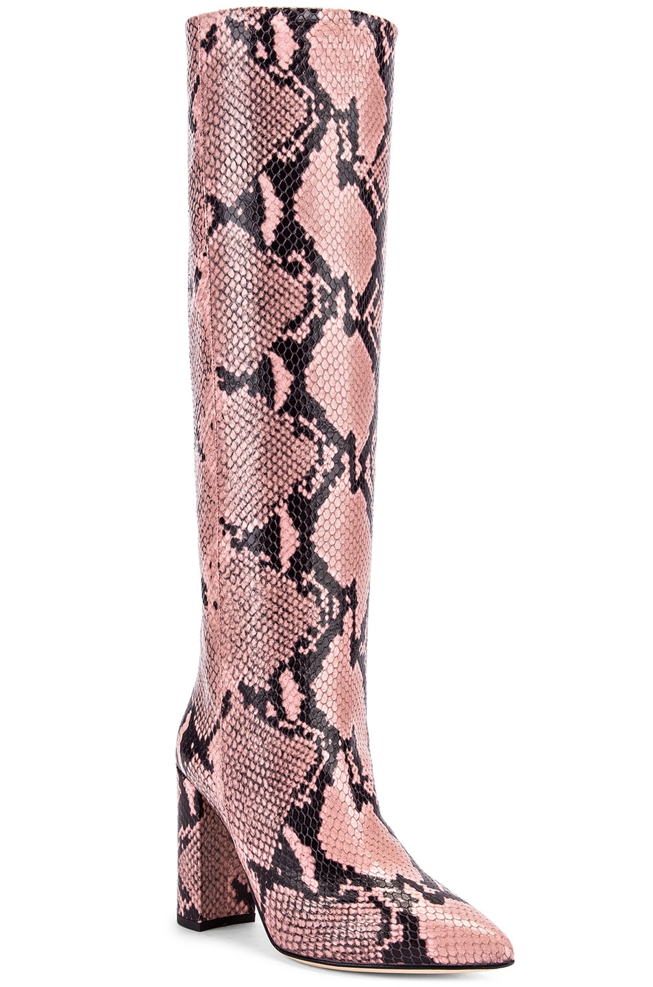 Paris Texas Snake Print Knee High Boot in Pink | FWRD