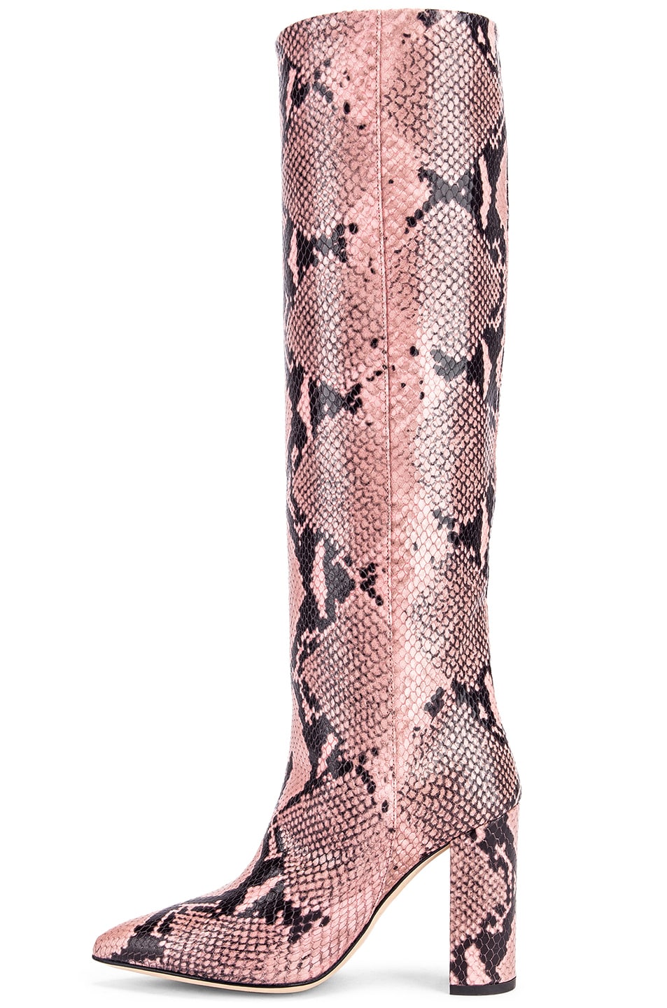 Paris Texas Snake Print Knee High Boot in Pink | FWRD
