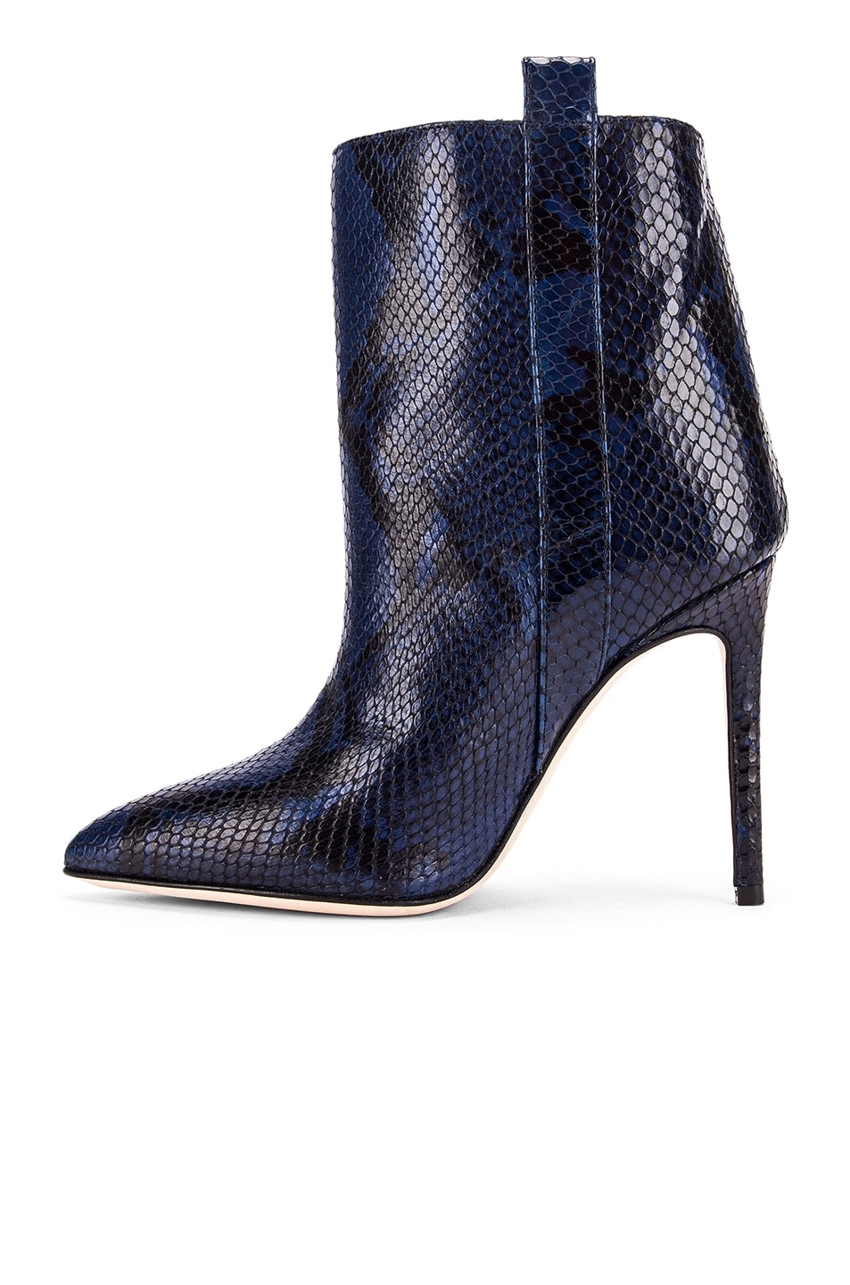 Paris Texas Snake Print Ankle Boot in Navy | FWRD