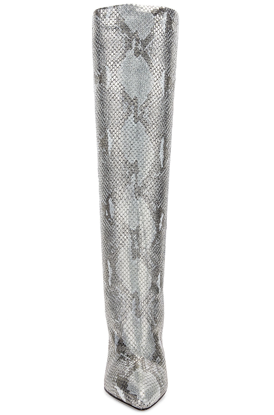 Paris Texas Python Lame Print Boot in Light Blue | FWRD